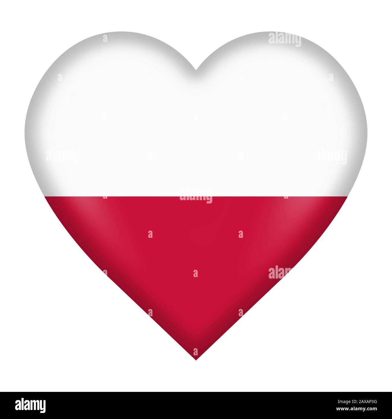 A Poland flag heart button isolated on white with clipping path Stock ...
