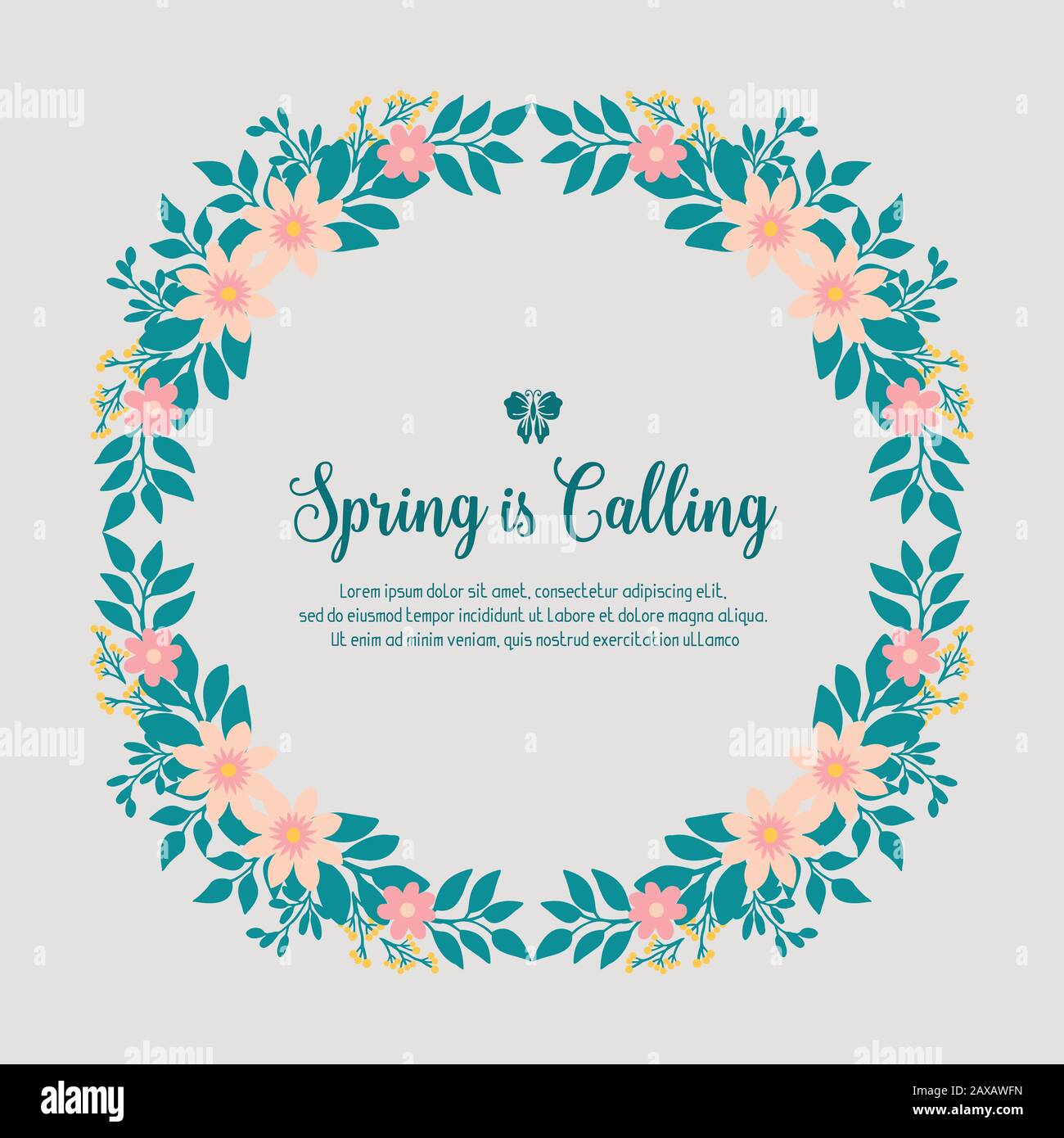 Unique Shape of spring calling card template, with cute leaf and flower ...