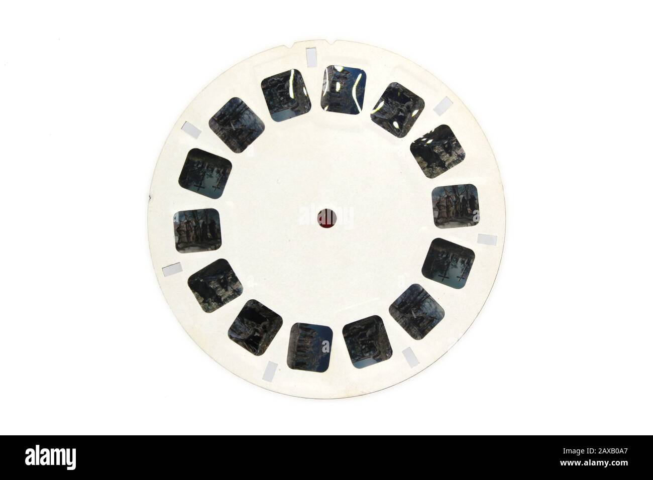 35mm stereoscopic reel negative filmstrip frame isolated on a white ...