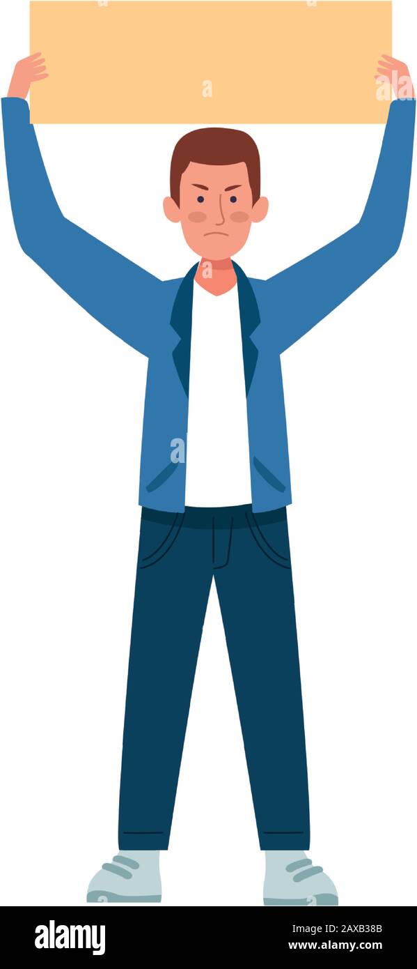 cartoon young man holding up a blank sign Stock Vector Image & Art - Alamy