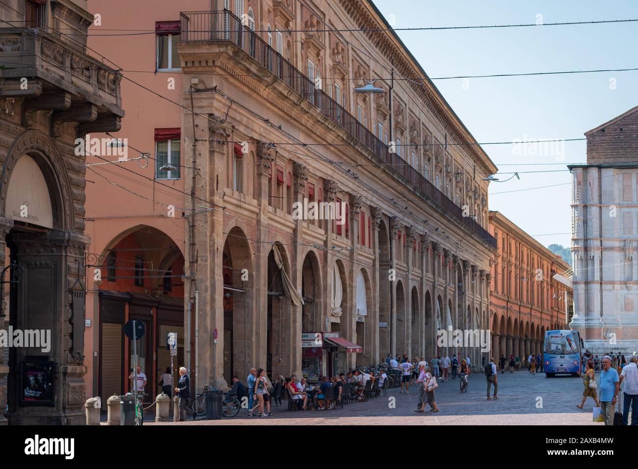 Bologna, Italy – June 27, 2019: Piazza Re Enzo, Piazza Maggiore and Via ...