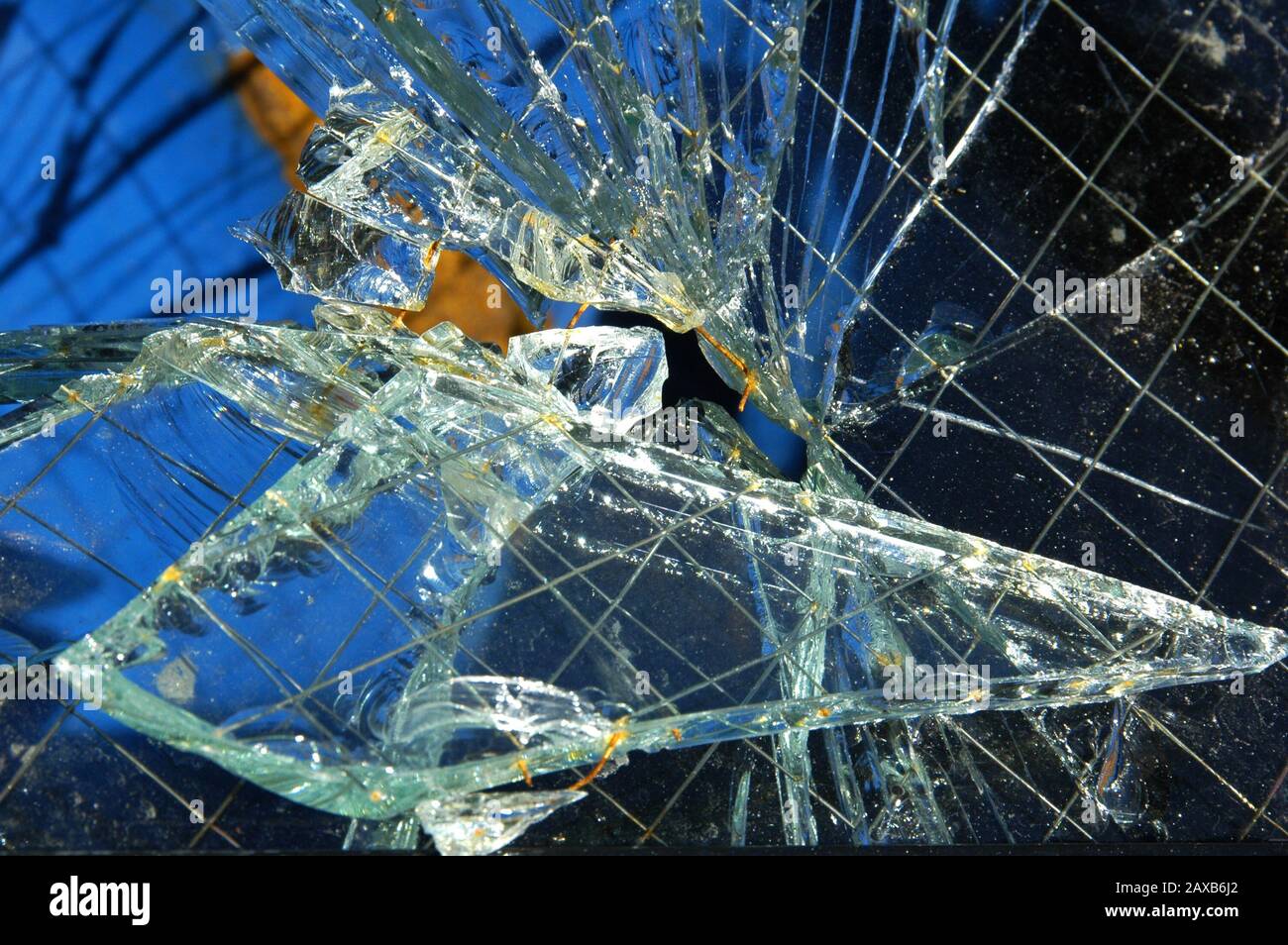 A Piece of Broken Safety Glass Stock Photo - Alamy