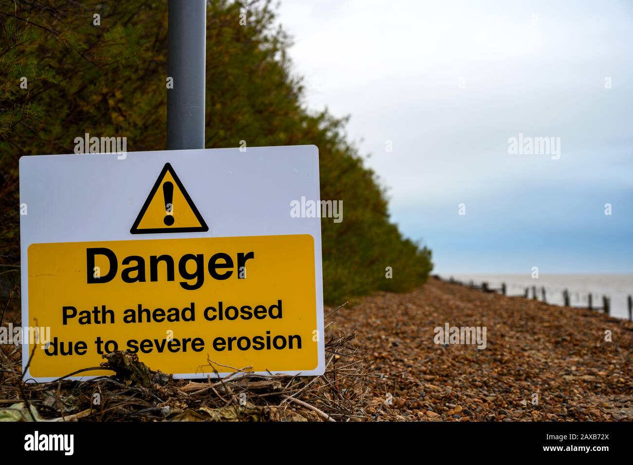 Danger path ahead closed due to severe erosion Stock Photo - Alamy