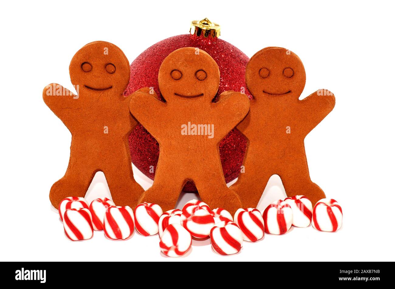 Christmas Decorations with Gingerbread Men and Peppermint Candies Stock ...