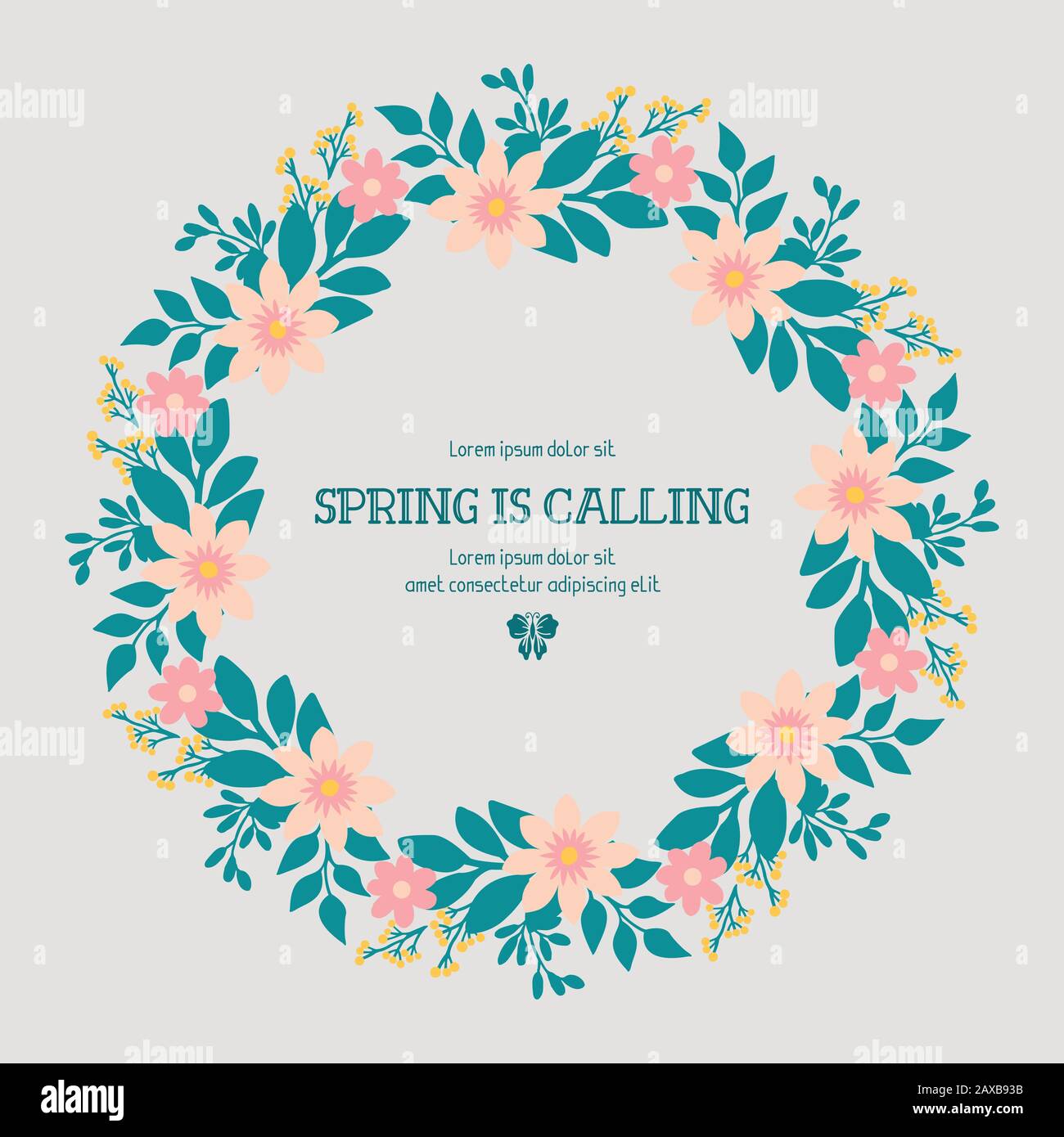 Elegant spring calling greeting card design, with beautiful ornate leaf ...