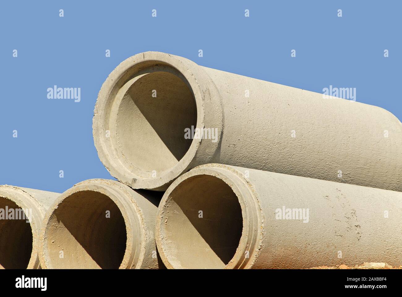 Stack of Concrete Drainage Pipe on a Construction Site Stock Photo - Alamy