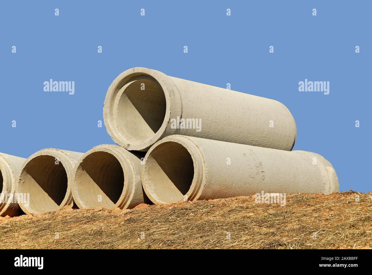 Stack of Concrete Drainage Pipe on a Construction Site Stock Photo - Alamy