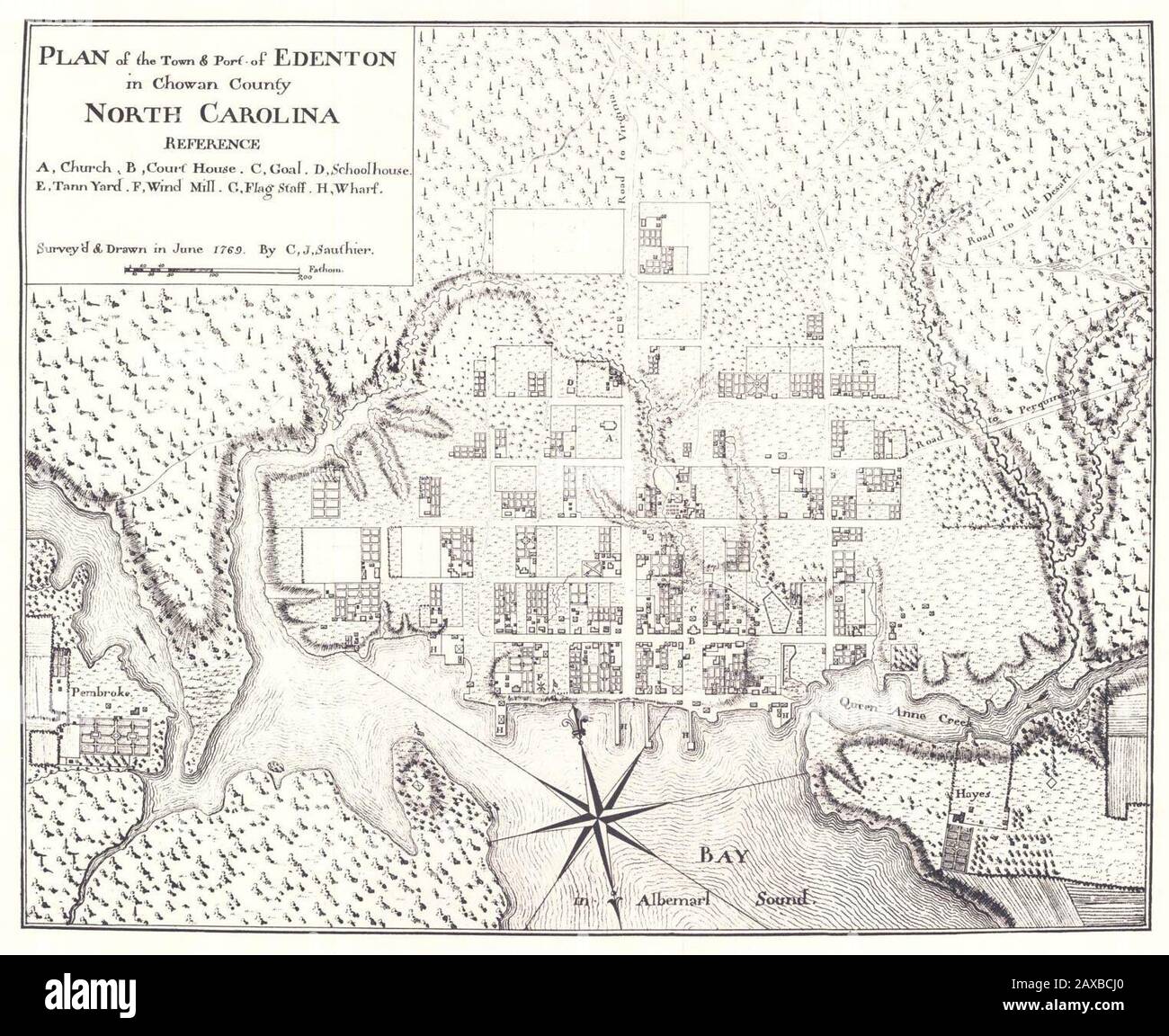 Plan of the Town and Port of Edenton Stock Photo - Alamy