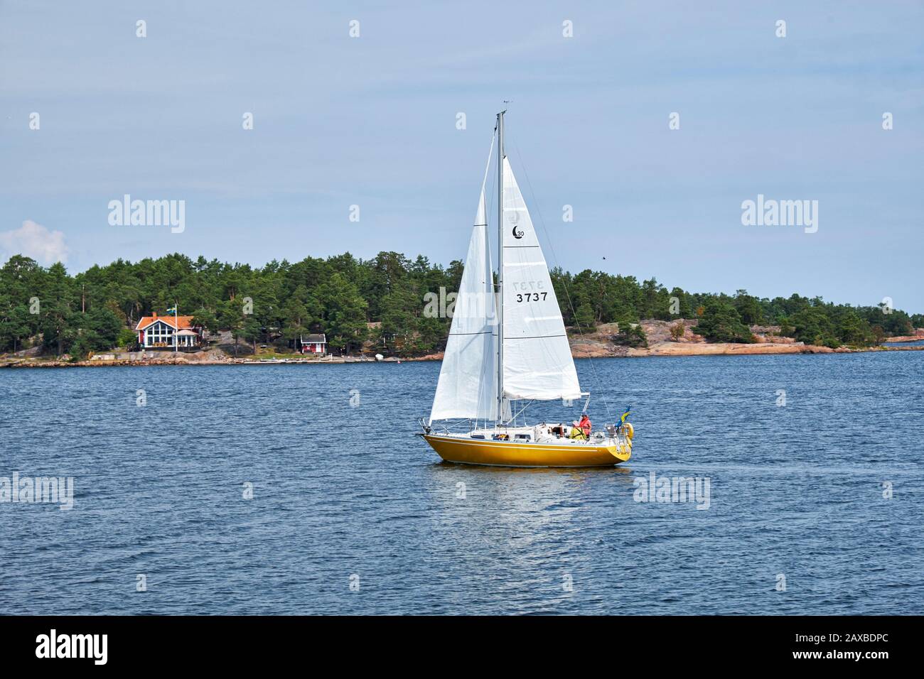 sailing yacht in the Västervik archipelago, Småland, East Sweden Stock ...