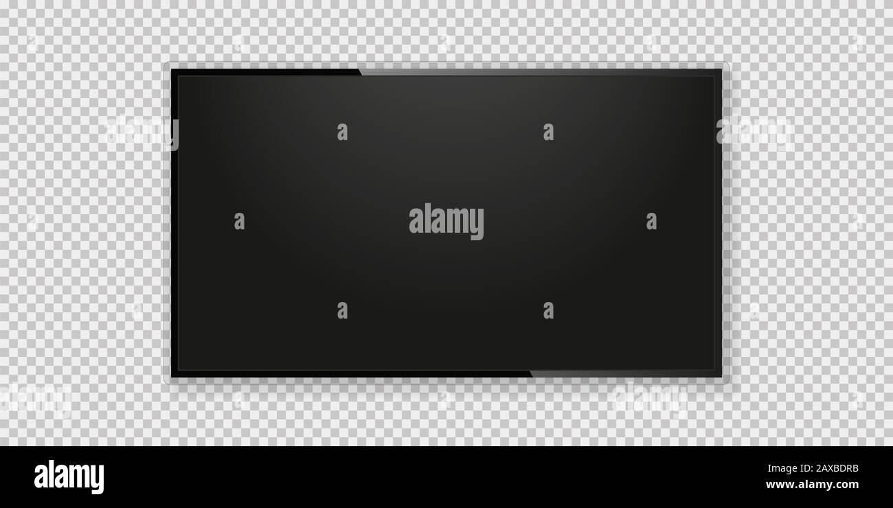 Realistic tv screen with shadow on transparent background. LCD mock up ...
