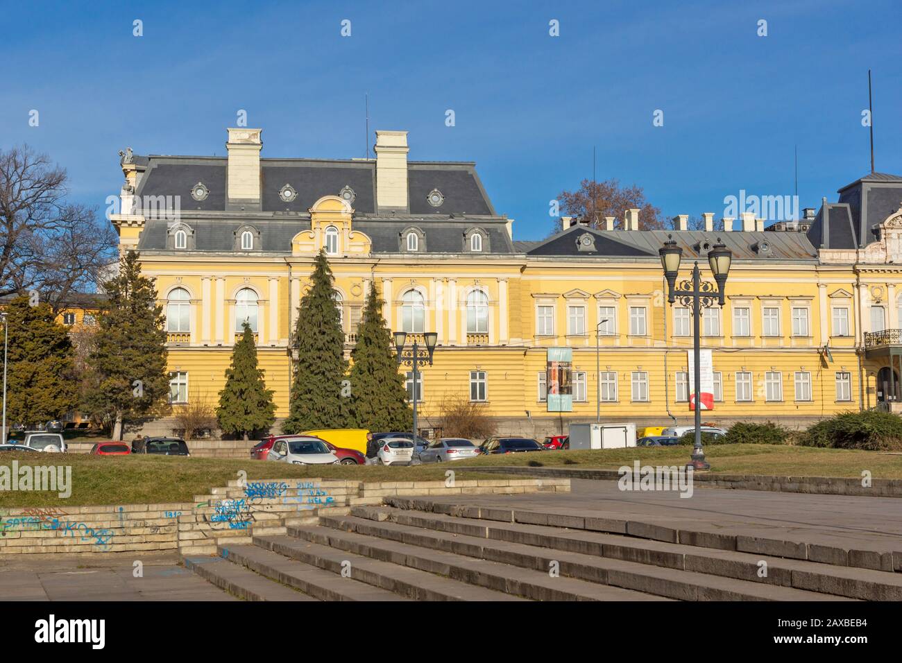 SOFIA, BULGARIA - JANUARY 22, 2020: Building of National Art Gallery (Royal Palace), Sofia ...
