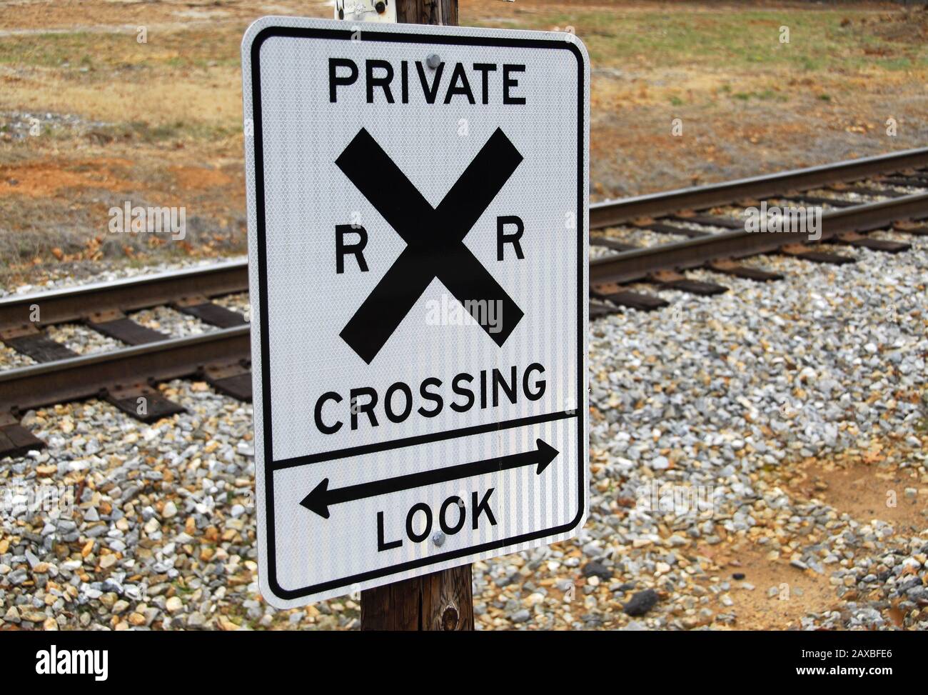 Private Railroad Crossing Warning Sign Stock Photo - Alamy