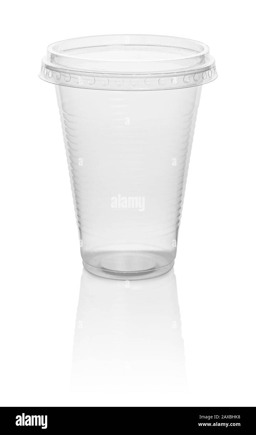 plastic transparent disposable cup, isolated on white background with ...