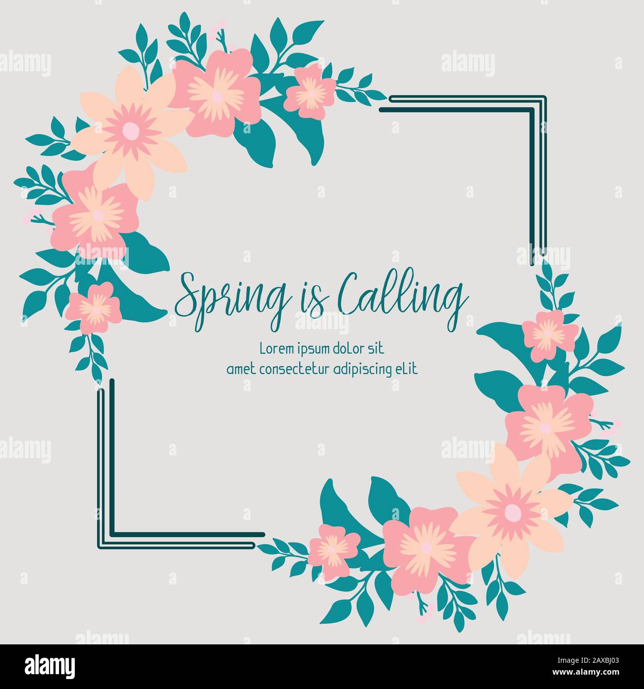 Crowd of beautiful leaf and flower frame, for spring calling greeting ...