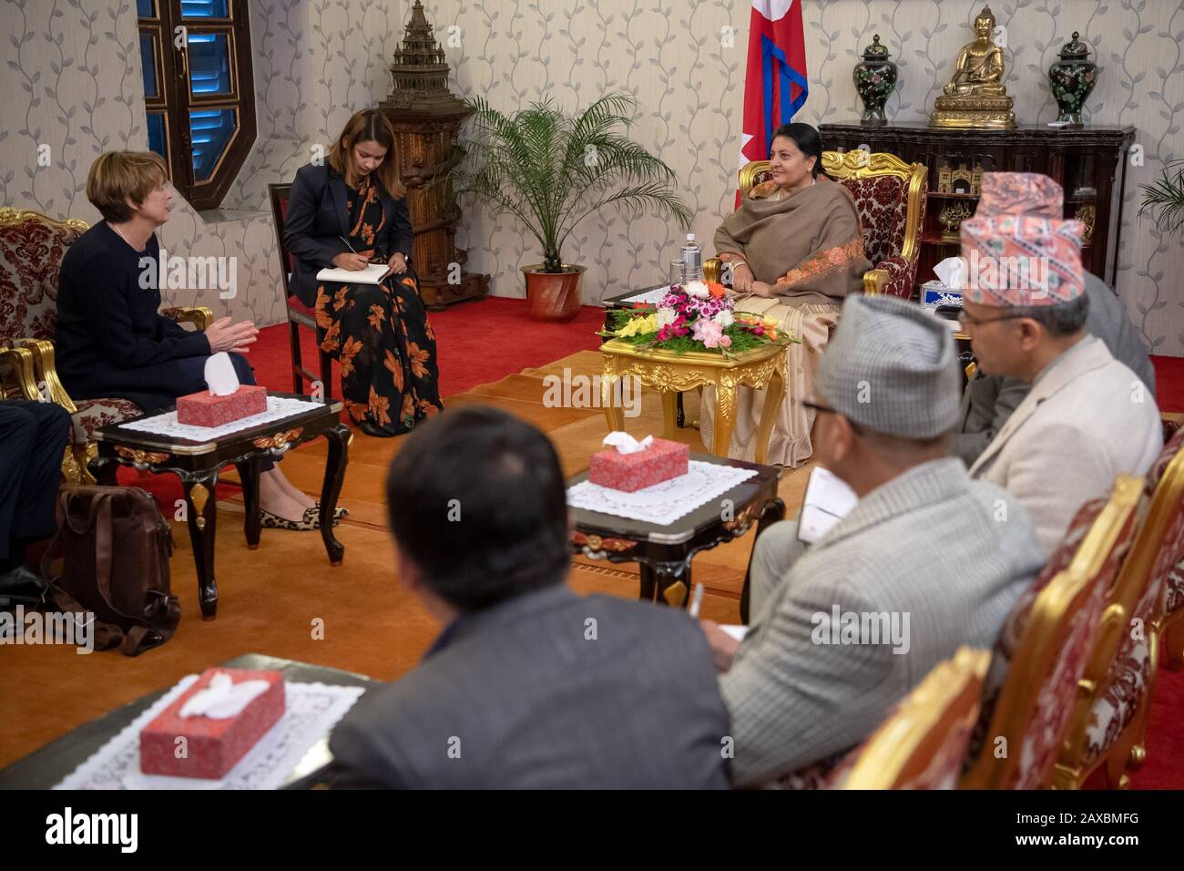 03 February 2020, Nepal, Kathmandu: First Lady Elke Büdenbender, wife ...