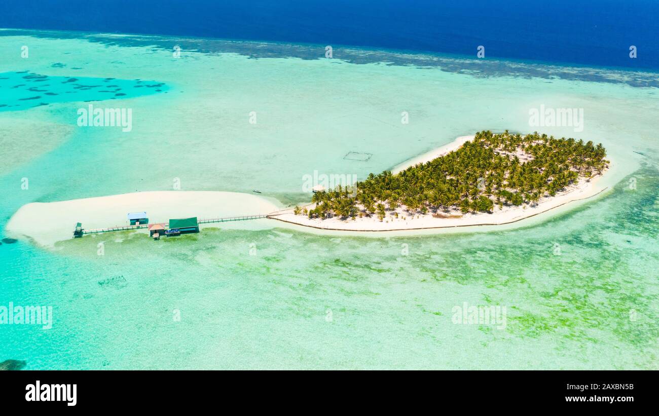 Seascape with a paradise island. Onok Island Balabac, Philippines. A ...