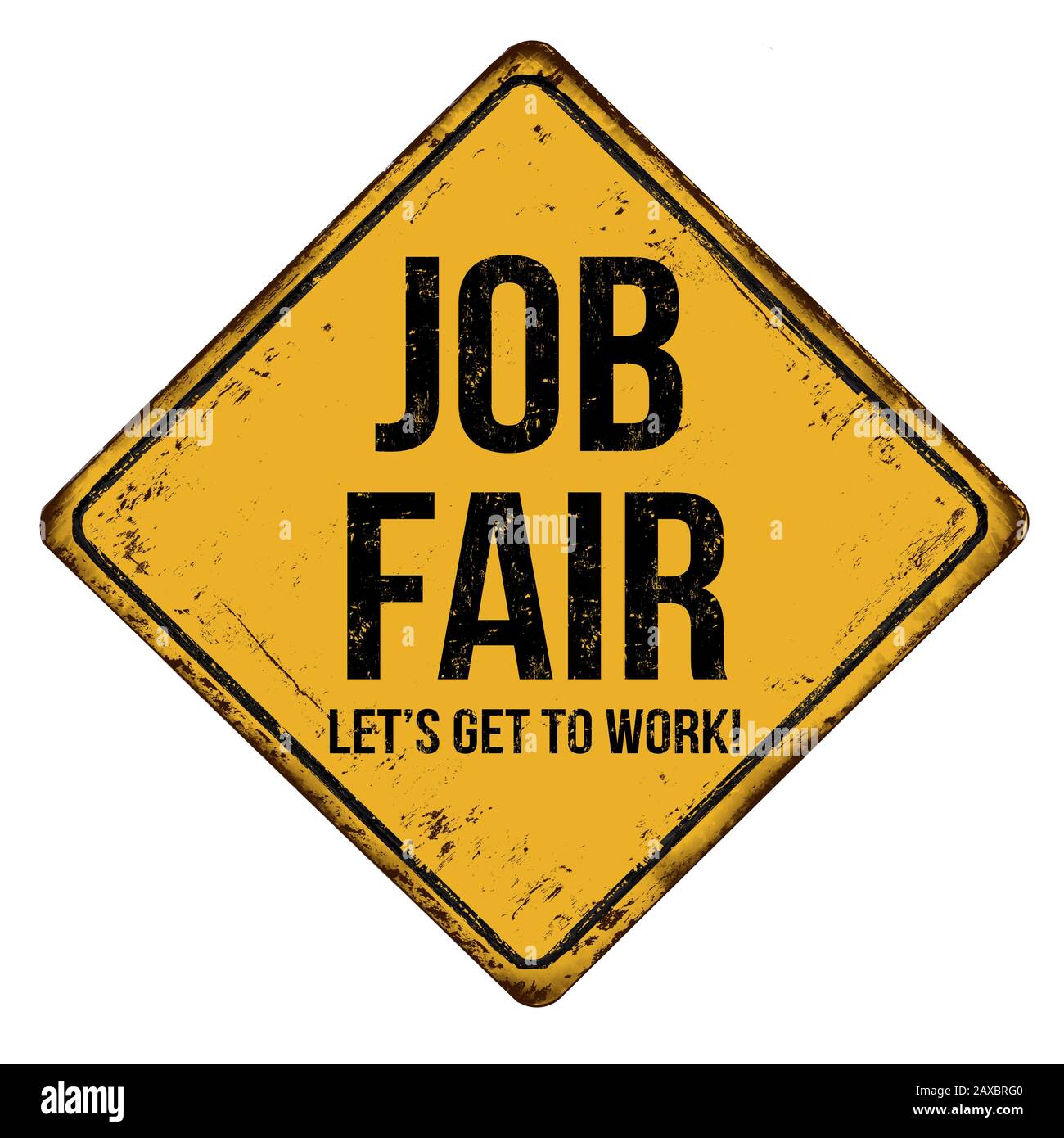 Illustration of Job Fair with a message Let's Get To Work in yellow on ...