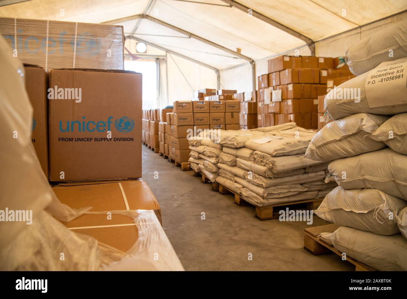 Kathmandu, Nepal. 05th Feb, 2020. Materials are stored in UNICEF's ...