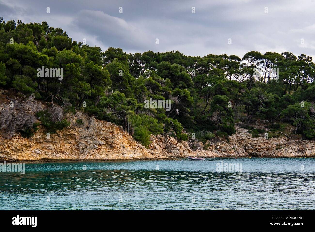 The Beautiful rocky gulf of Votsi beach in Alonnisos island, Greece ...
