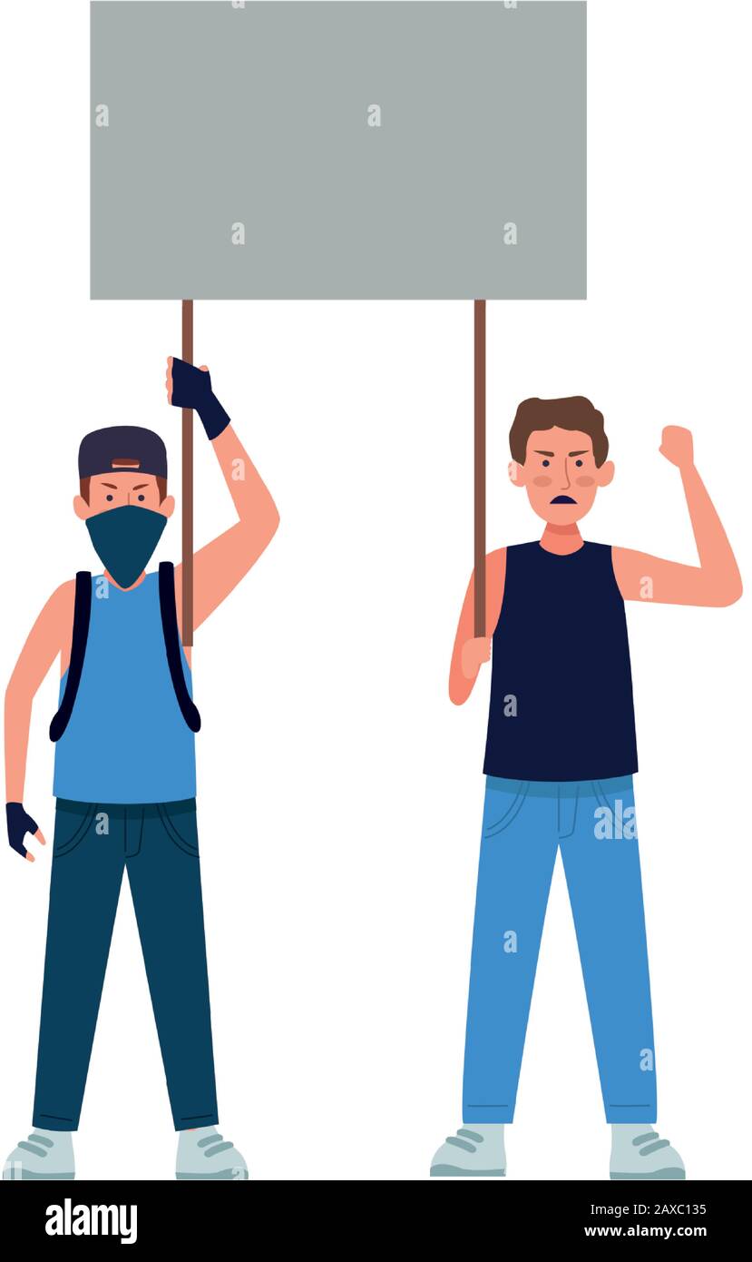 cartoon men standing holding a blank placard Stock Vector Image & Art ...