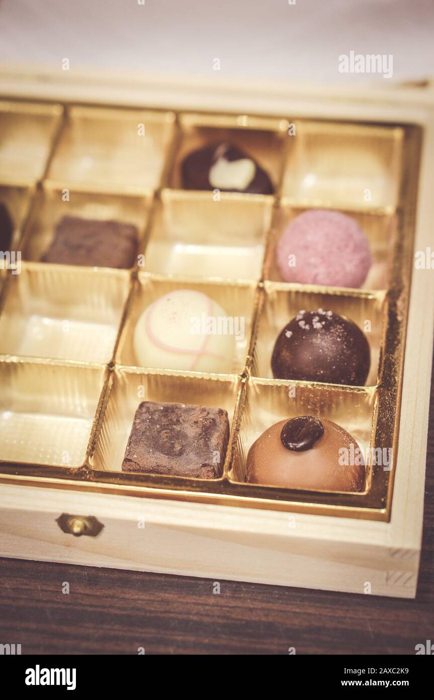 Box chocolate truffles red hi-res stock photography and images - Alamy