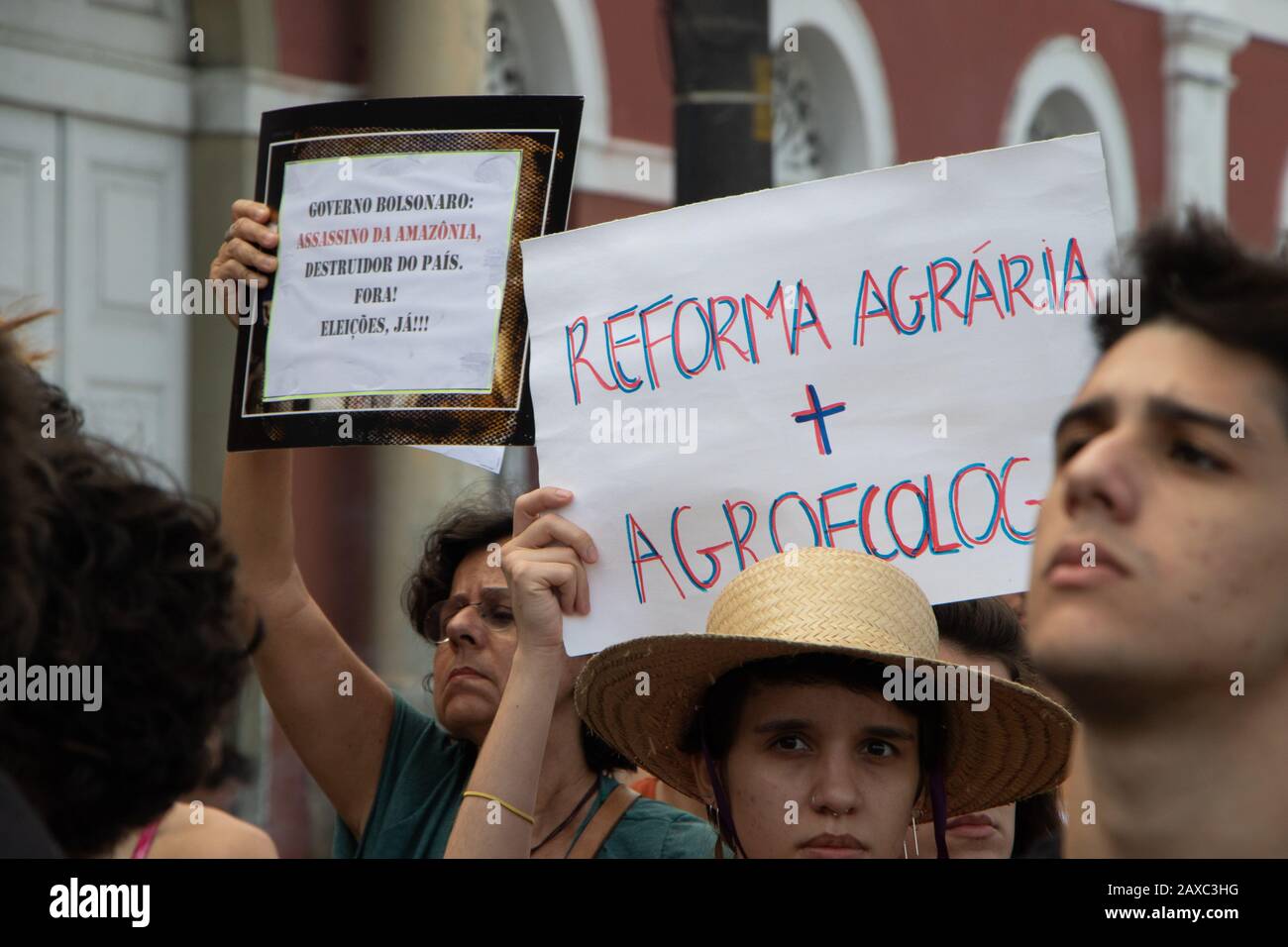August, 24, 2019. Hundreds of people protest on the streets of Recife ...