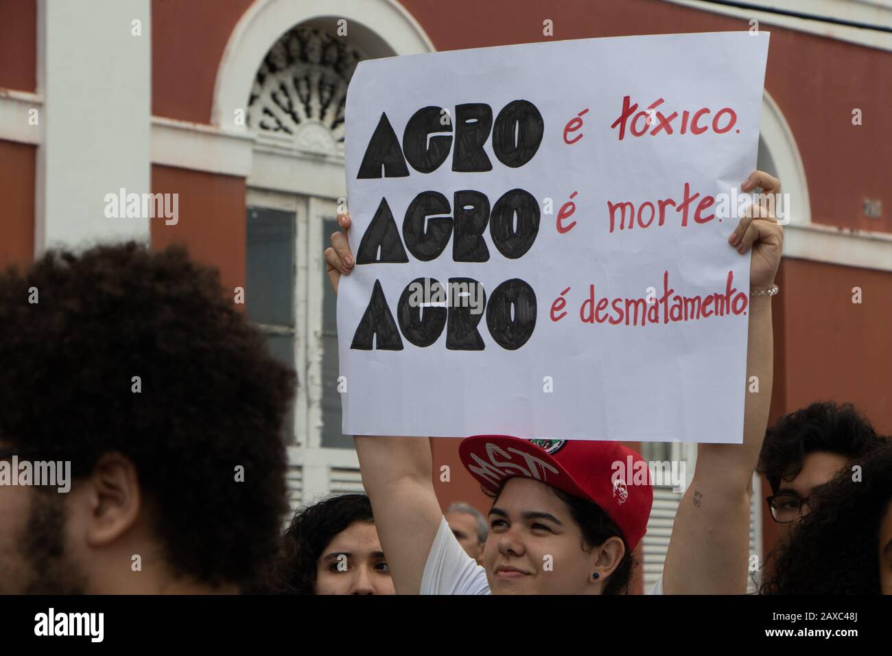 August, 24, 2019. Hundreds of people protest on the streets of Recife ...
