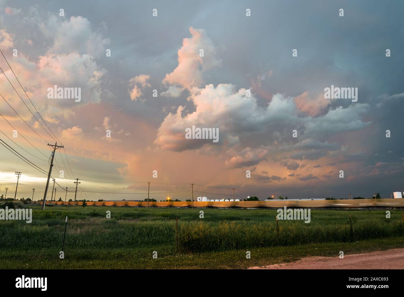 Freight train in thunder storm hi-res stock photography and images - Alamy
