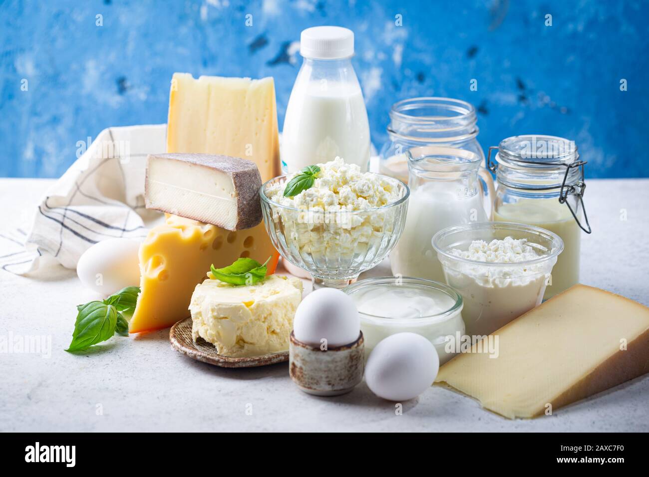 Fresh dairy products, milk, cottage cheese, eggs, yogurt, sour cream ...