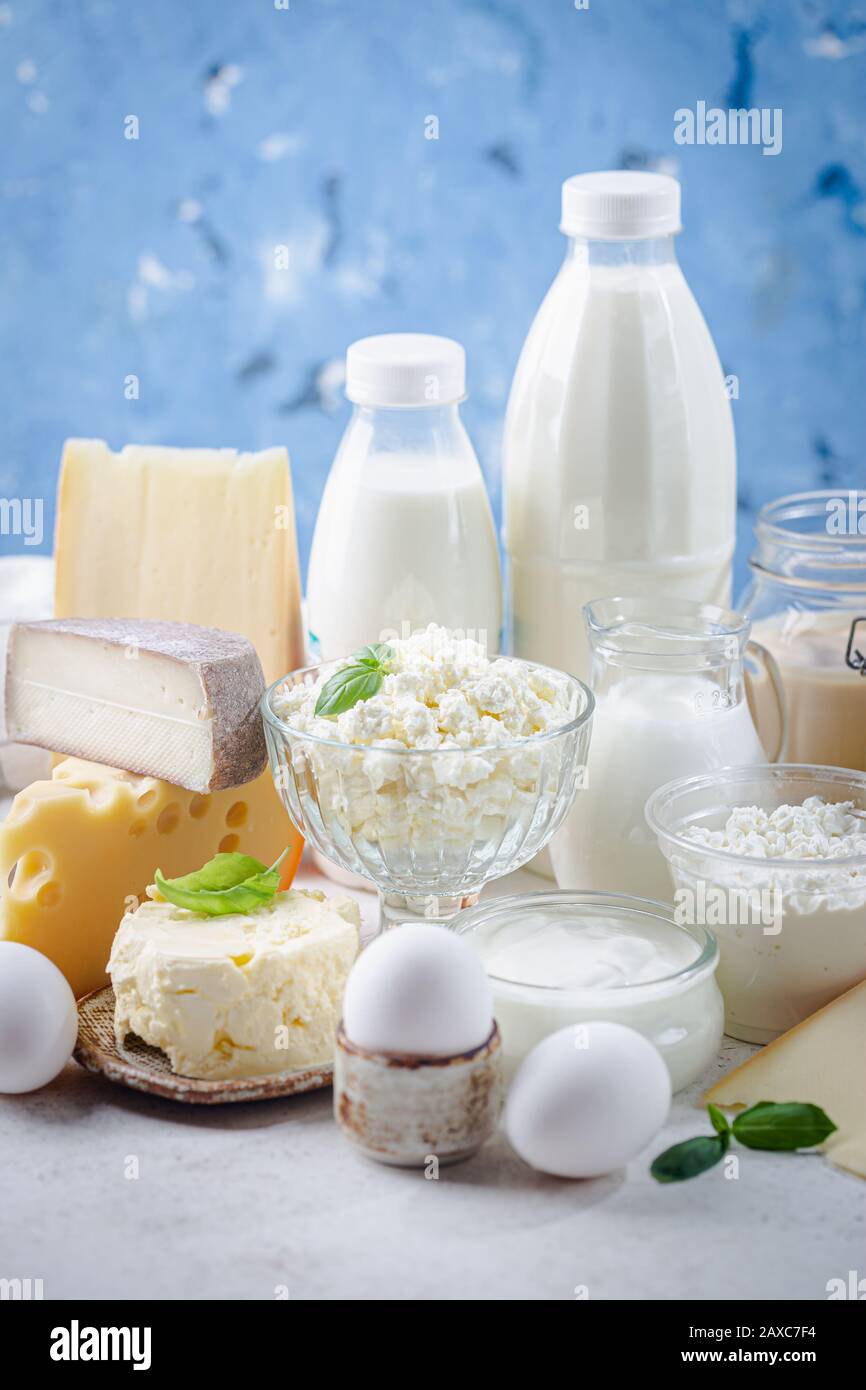 Fresh dairy products, milk, cottage cheese, eggs, yogurt, sour cream ...