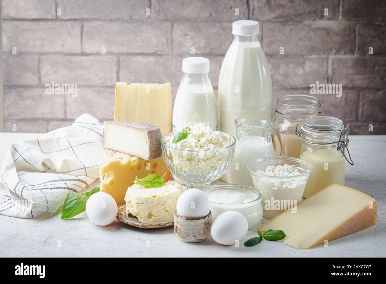 Fresh dairy products, milk, cottage cheese, eggs, yogurt, sour cream ...