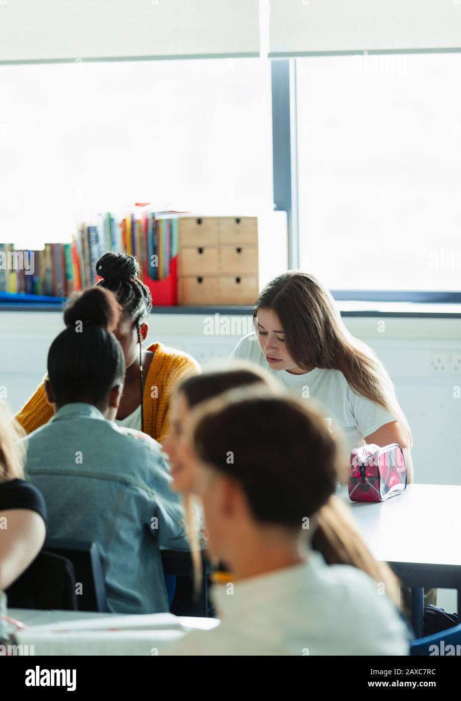 High school girl students studying in classroom Stock Photo - Alamy