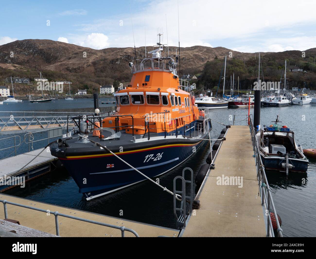 Lifeboat Henry Alston Hewat on its berth in Mallaig harbour, Scotland ...