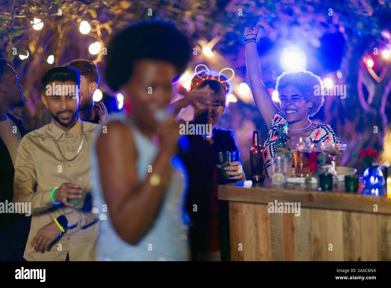 Caucasian woman dancing night outdoors hi-res stock photography and ...