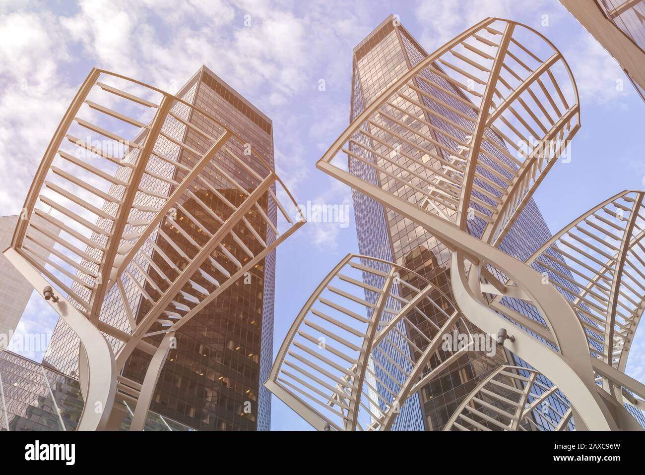 The Tree Sculptures with the high rises in downtown Calgary, Alberta ...