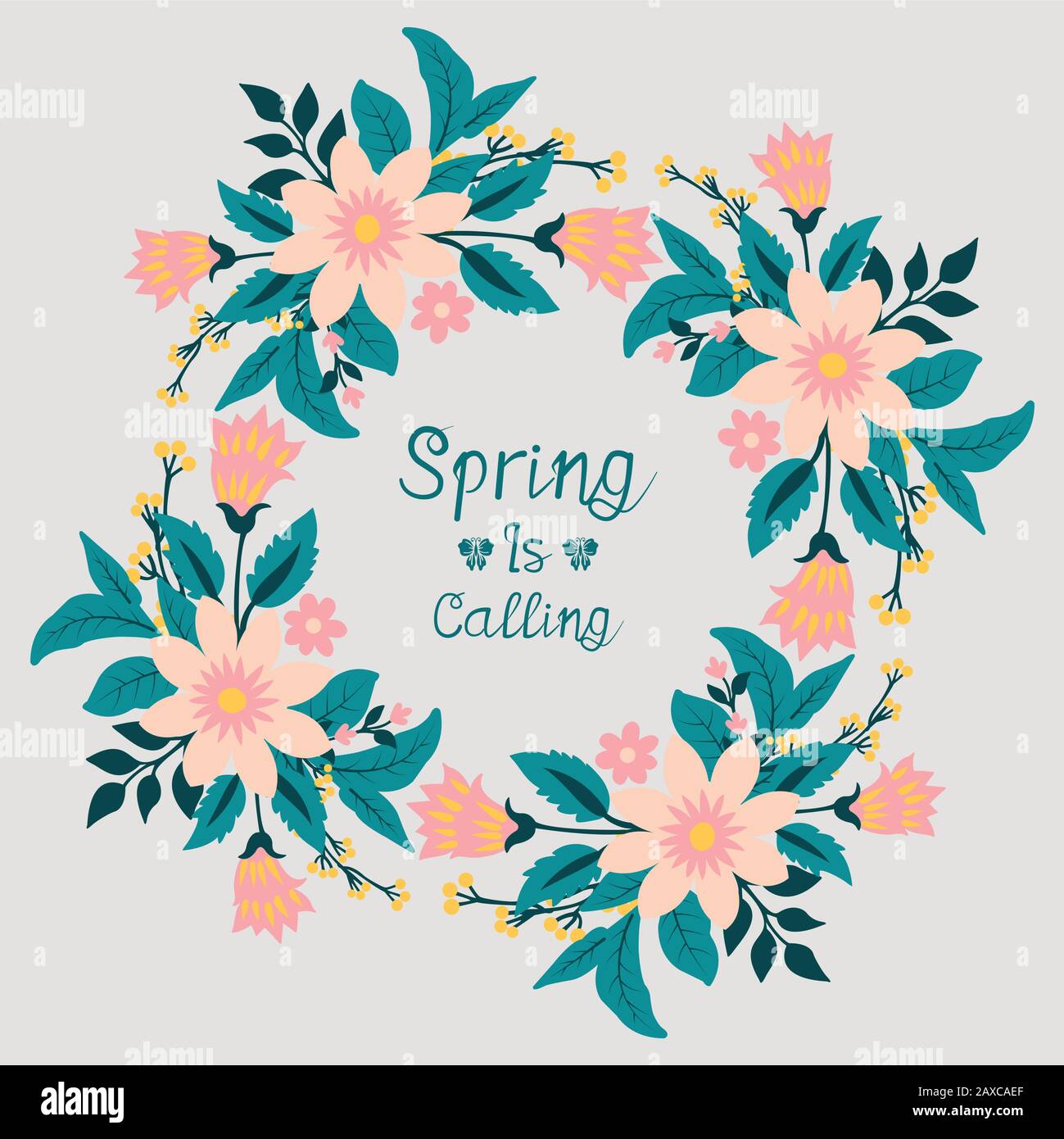 Template design for spring calling card, with unique style floral and ...