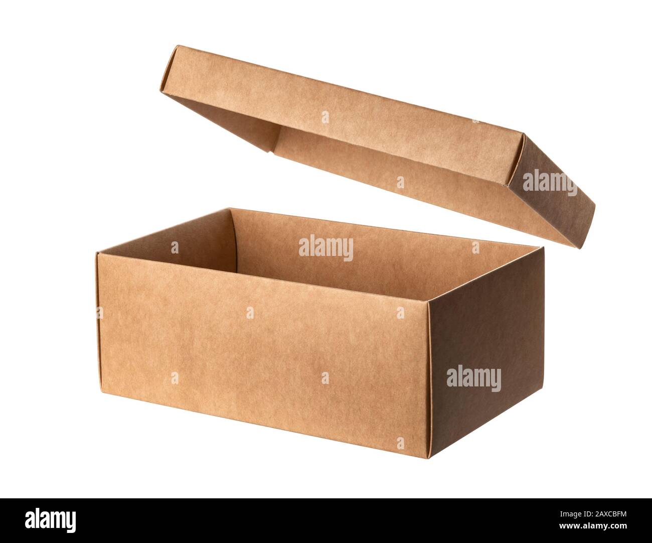 Open cardboard box isolated on white background with clipping path ...