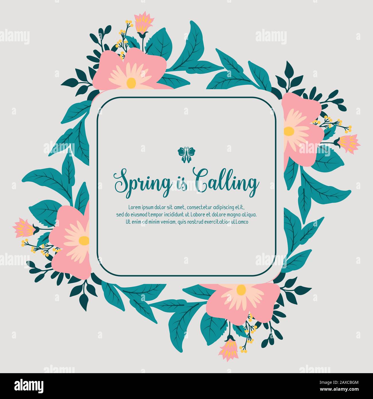 Template design for spring calling card, with unique style floral and ...