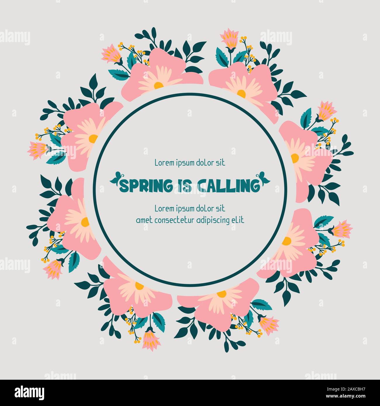 Spring calling greeting card design, with beautiful ornate of leaf and ...