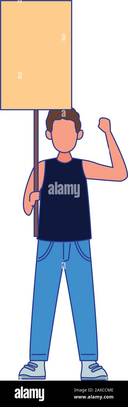 cartoon angry man standing holding a sign Stock Vector Image & Art - Alamy