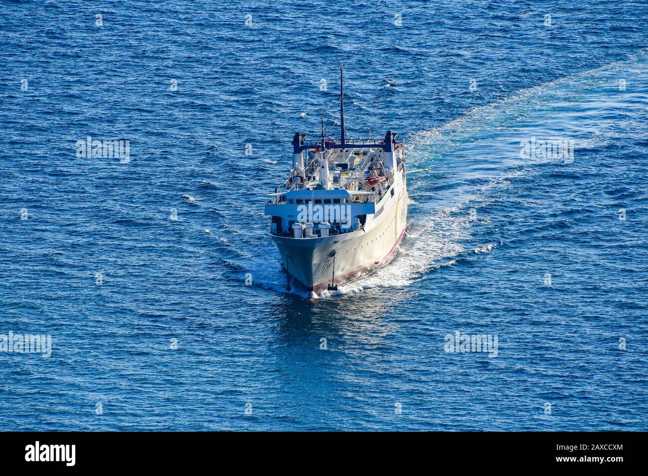 Aerial view of Proteus Ferry boat from Anes company on the route to ...