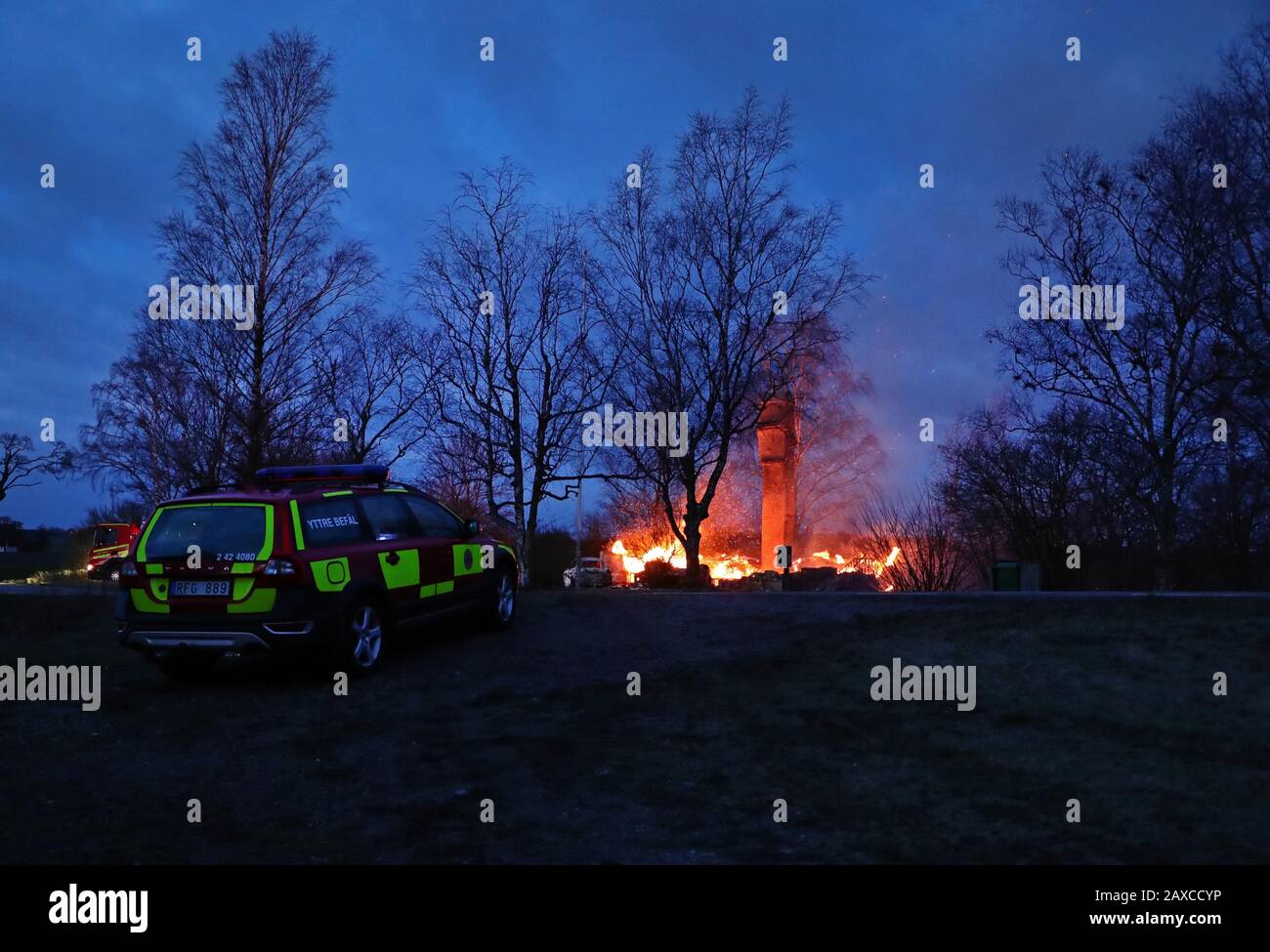 Skeppsås, Sweden 20200211 One person is missing after a fire in the ...