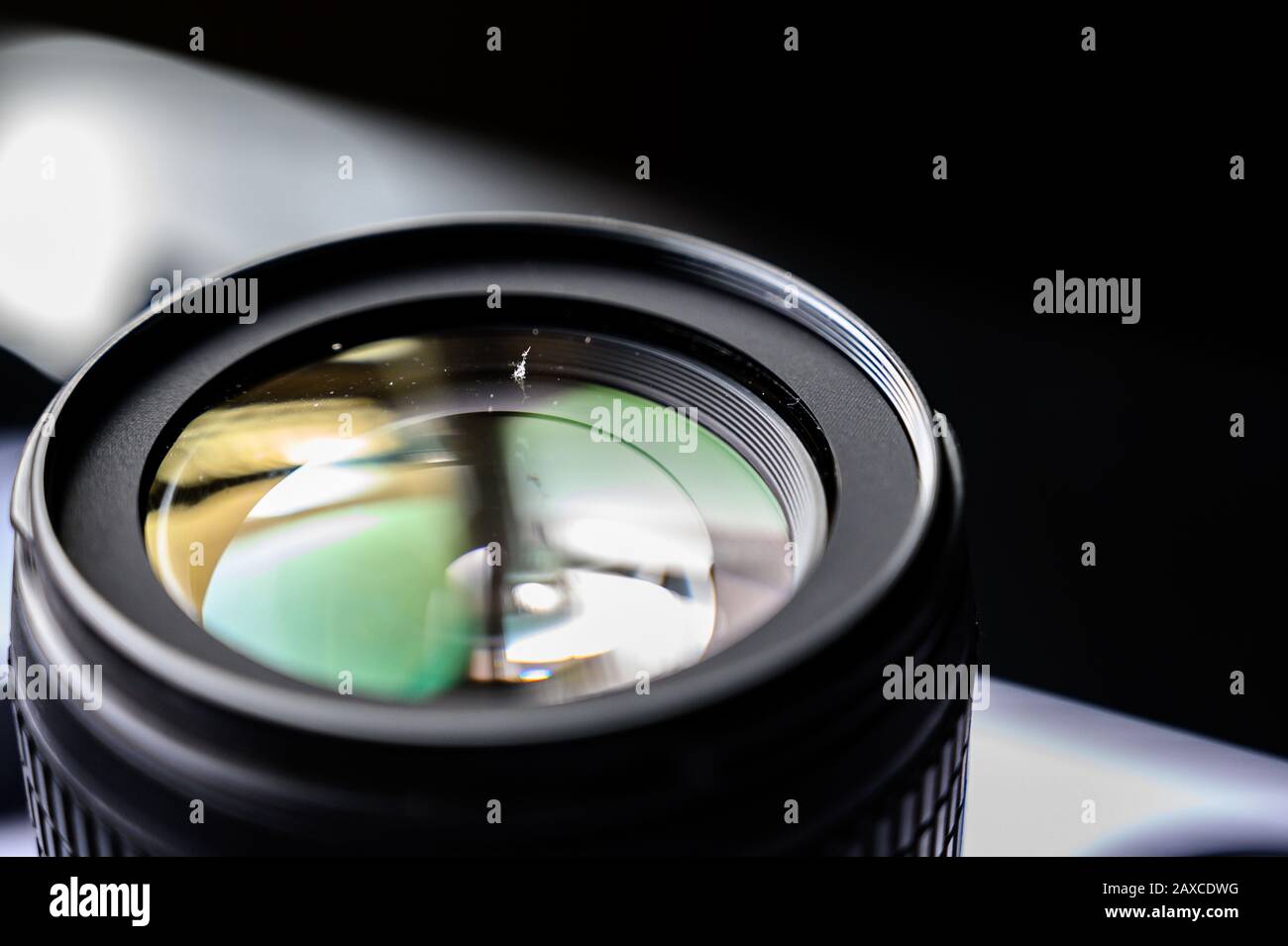 Dust on open camera lens glass Stock Photo - Alamy