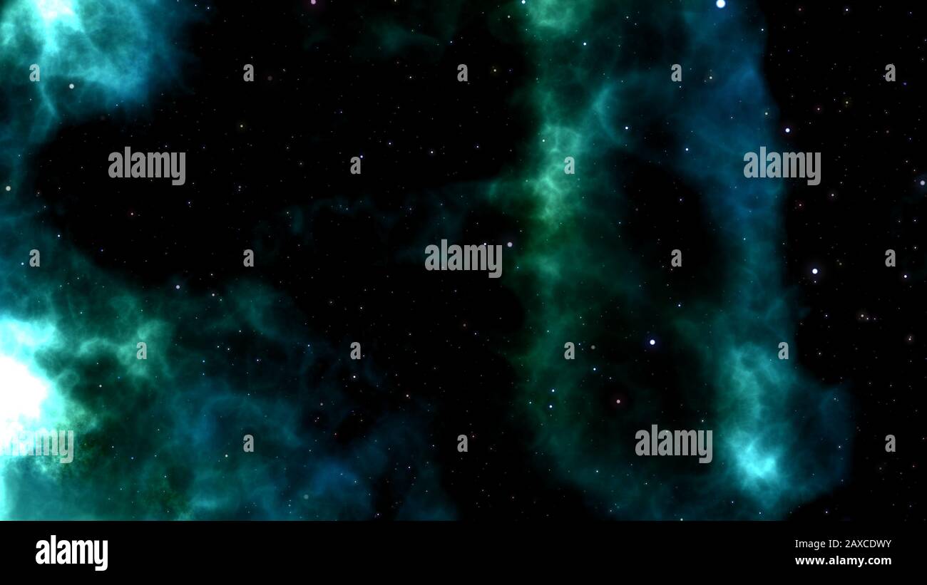 green and blue nebula space Stock Photo - Alamy