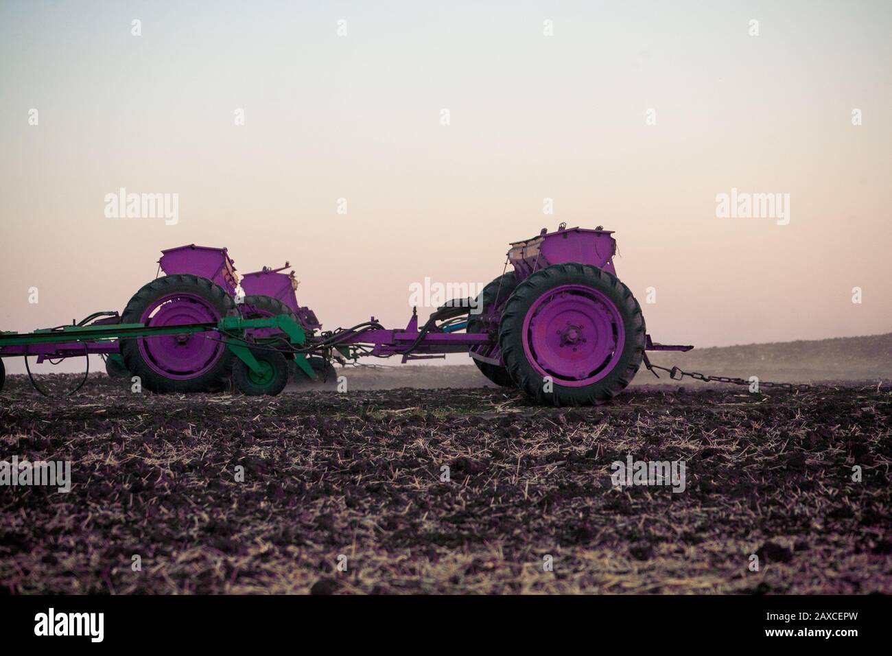 Agricultural mechanical seeders of grain crops. Tactor with a seeder ...