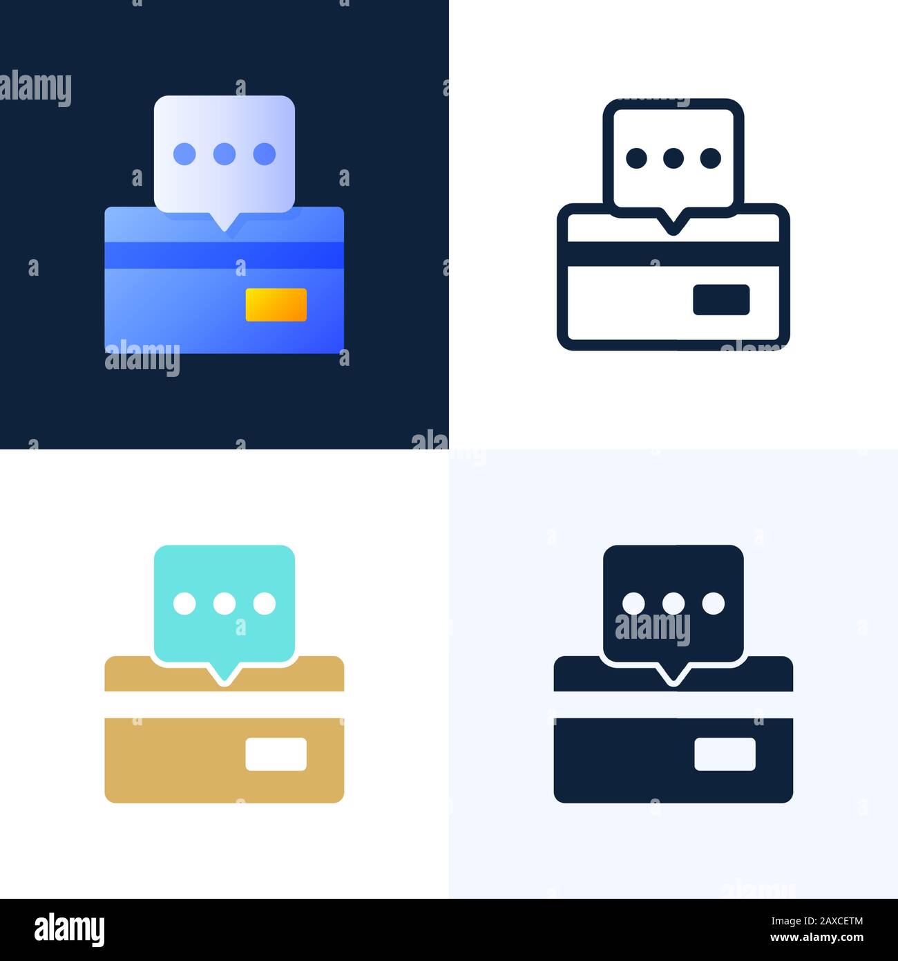 Chat sign and Credit Card Vector stock illustration. Outline style ...