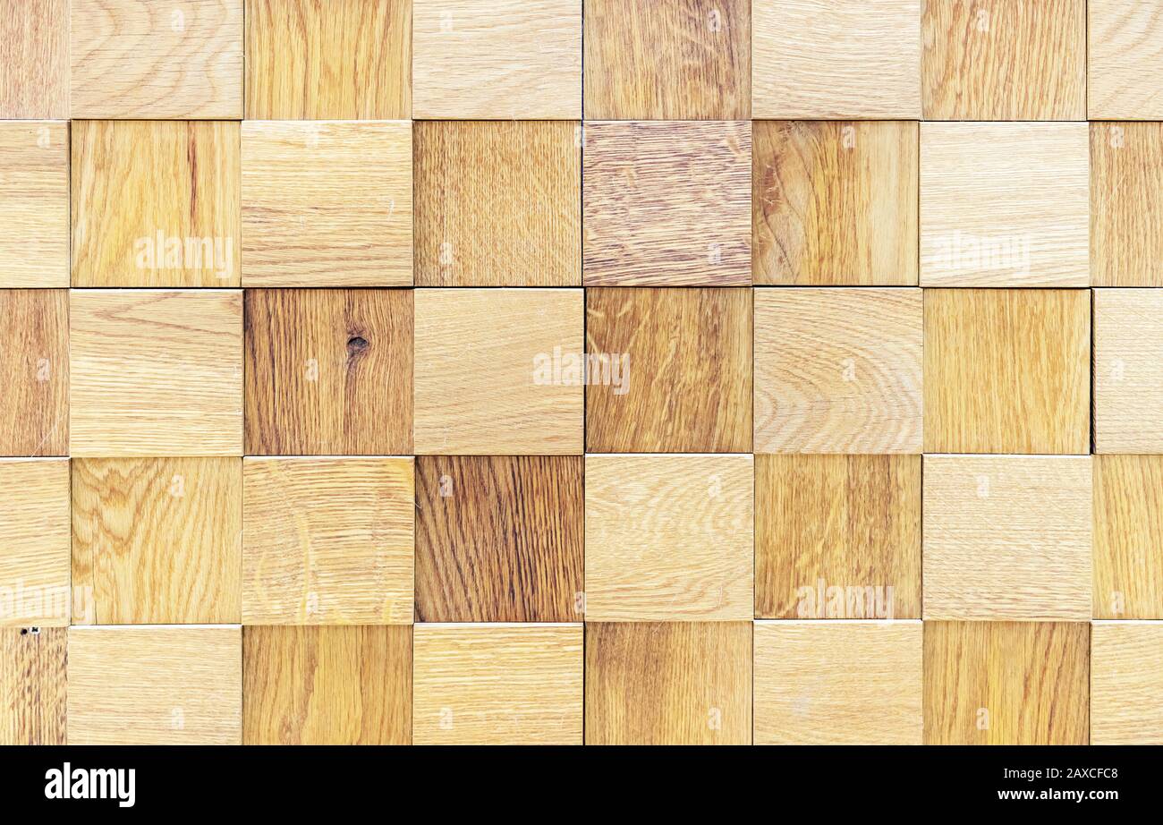 Wooden square tile. Panel of square wooden blocks Stock Photo - Alamy