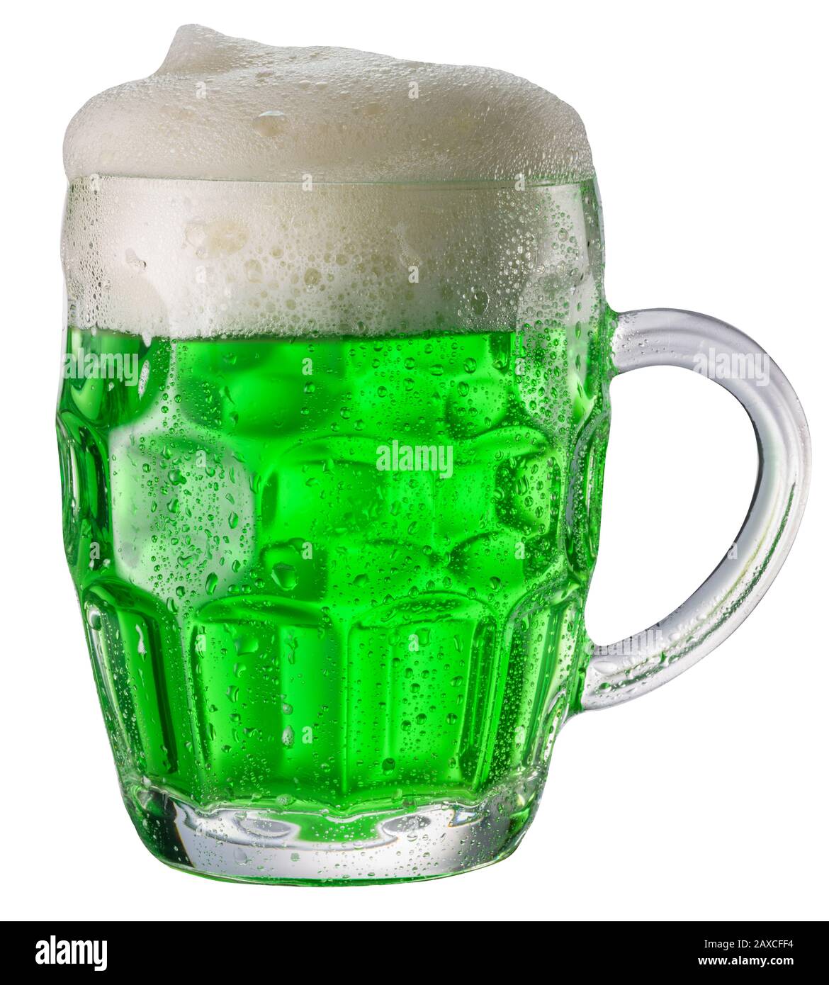 Glass of green beer isolated on a white background. Contains clipping ...