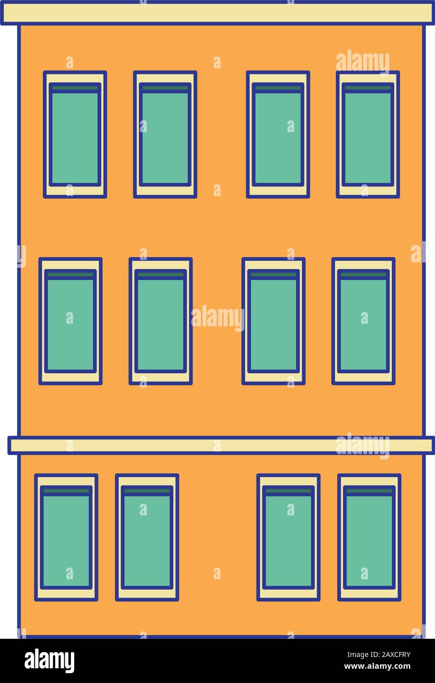 yellow building with windows icon, colorful design Stock Vector Image ...