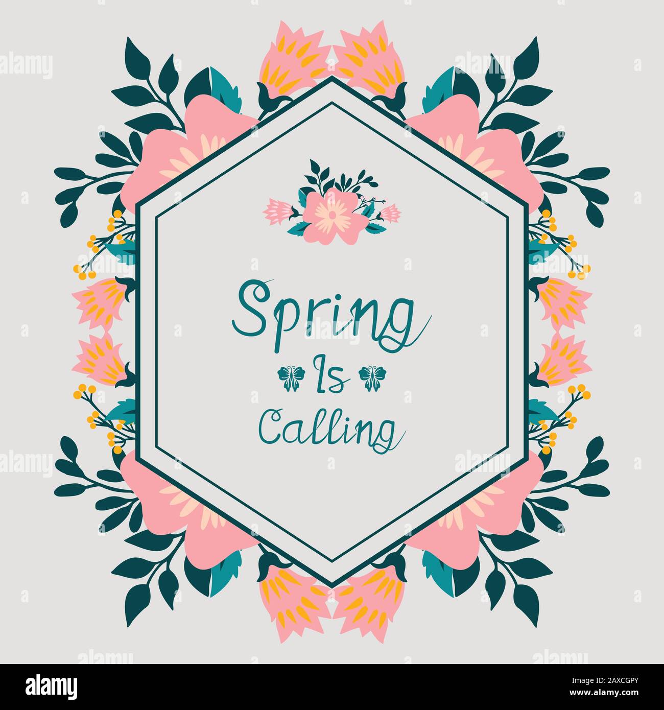 Ornate Pattern of leaf and flower frame, for spring calling greeting ...